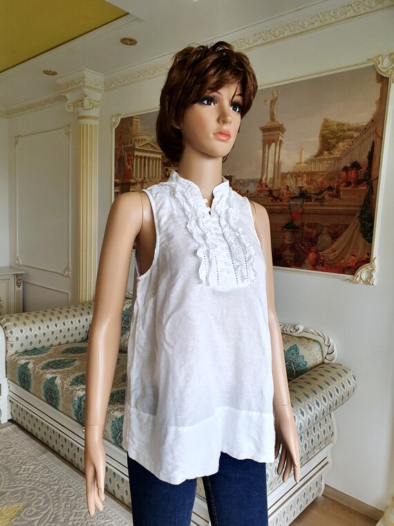 white top Linen Shirt swing top Linen Clothing women … - Gem
