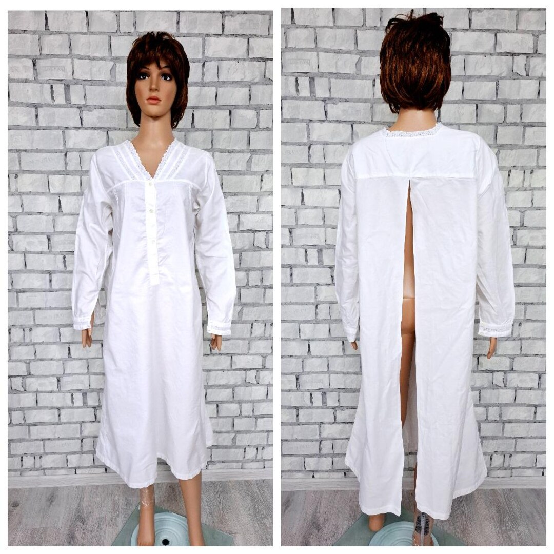 20s Chemise Antique Slip Dress L Antique Nightshirt Cotton Nightshirt ...