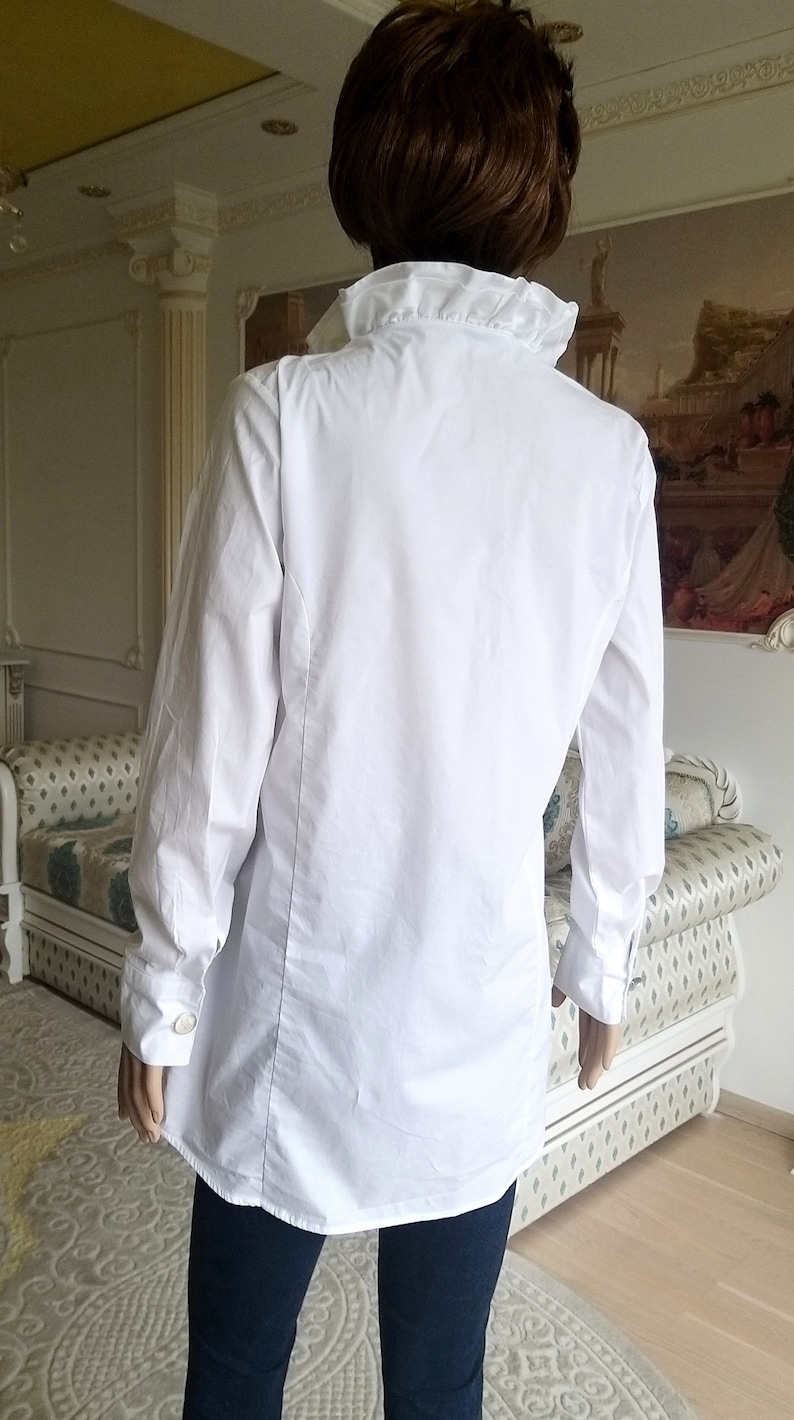 White Ruffle shirt boho shirt womens shirt Ruffle blouse white | Etsy