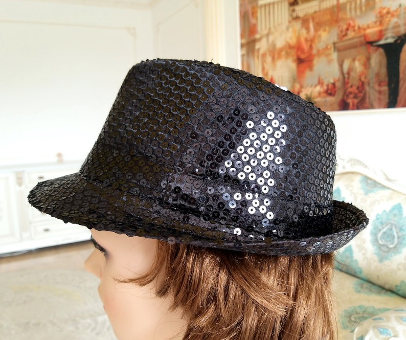 Disco Accessories Disco Cap Disco Hat Black Sequins Cap Women - Etsy