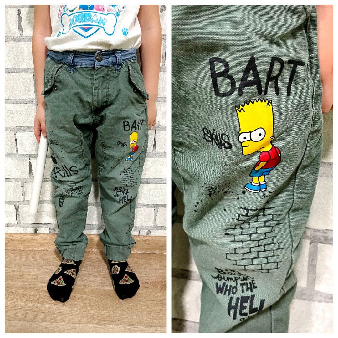 5T Kids Suit Bart Simpsons Print Pants Khaki Pants Vintage Kids Baby ...