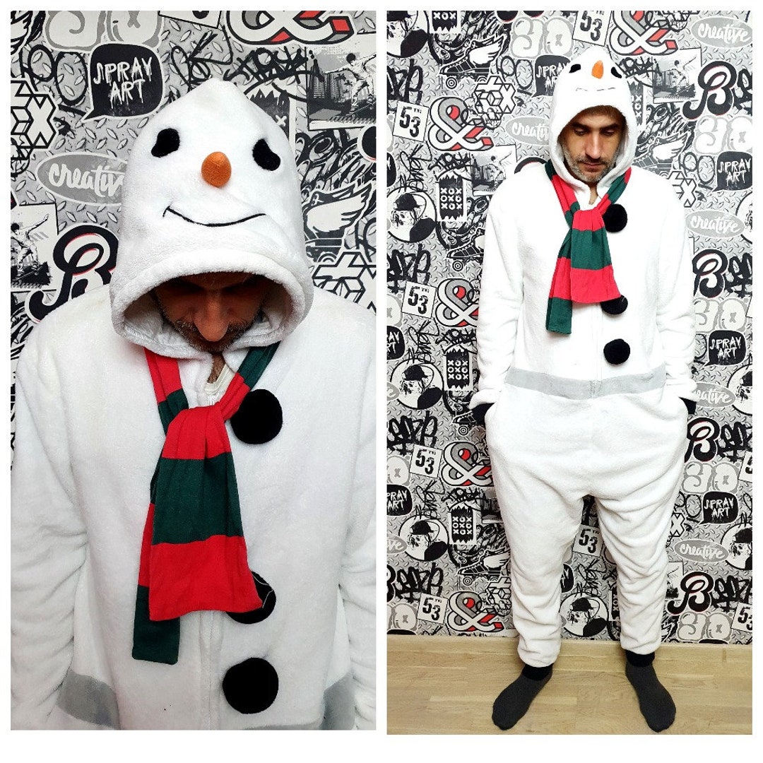 ADULT Cosplay Snowman Costume XL Halloween Costume Pajamas Sleepwear ...