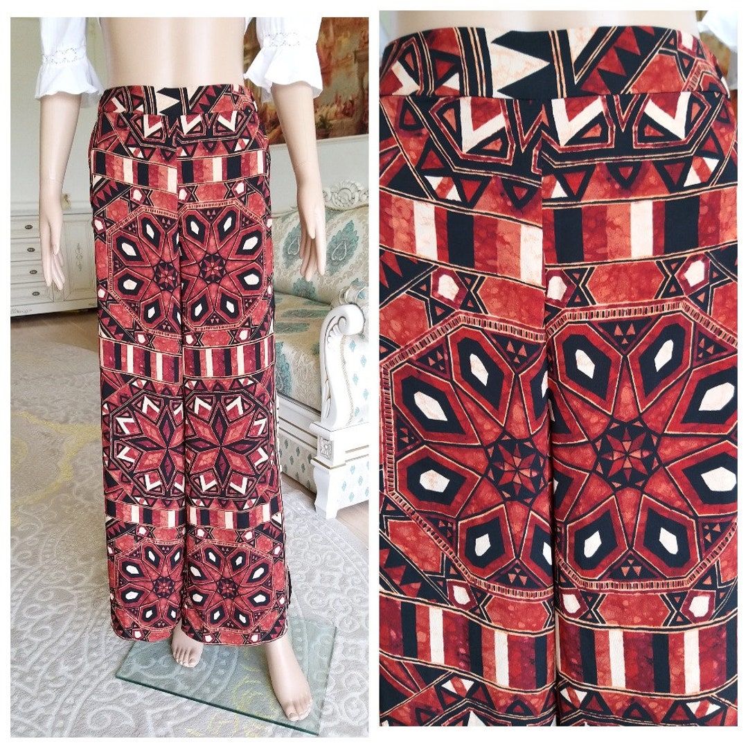 Abstract Pants Wide Pants Culottes Abstract Print Wide Leg Pants ...