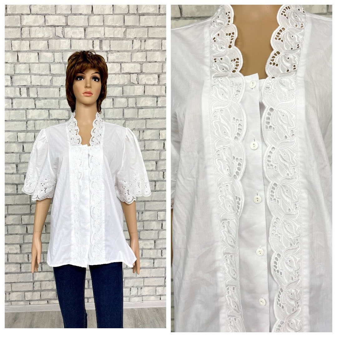 70s White Blouse XL Victorian Clothing Victorian Blouse Vintage ...