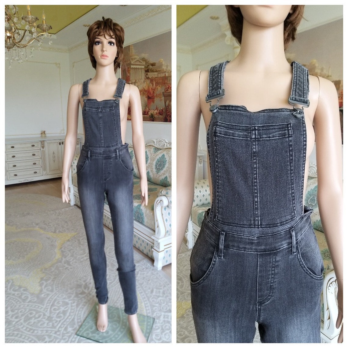 Black Jean Jumpsuit Denim Jumpsuit Denim Overall Black Womens Overall ...