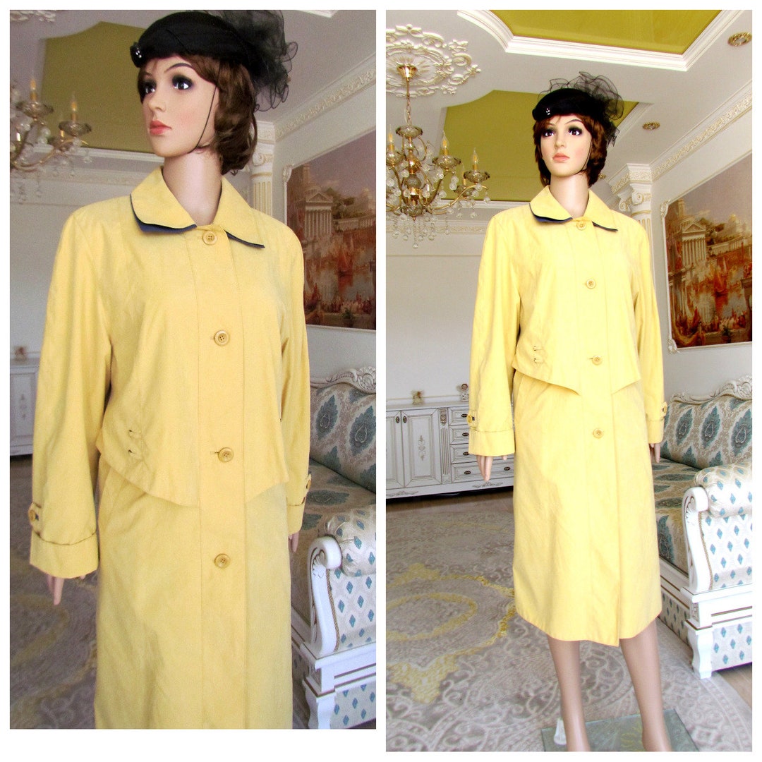 Trench Vintage Retro Coat Formal Jacket Yellow Jacket Yellow Coat ...