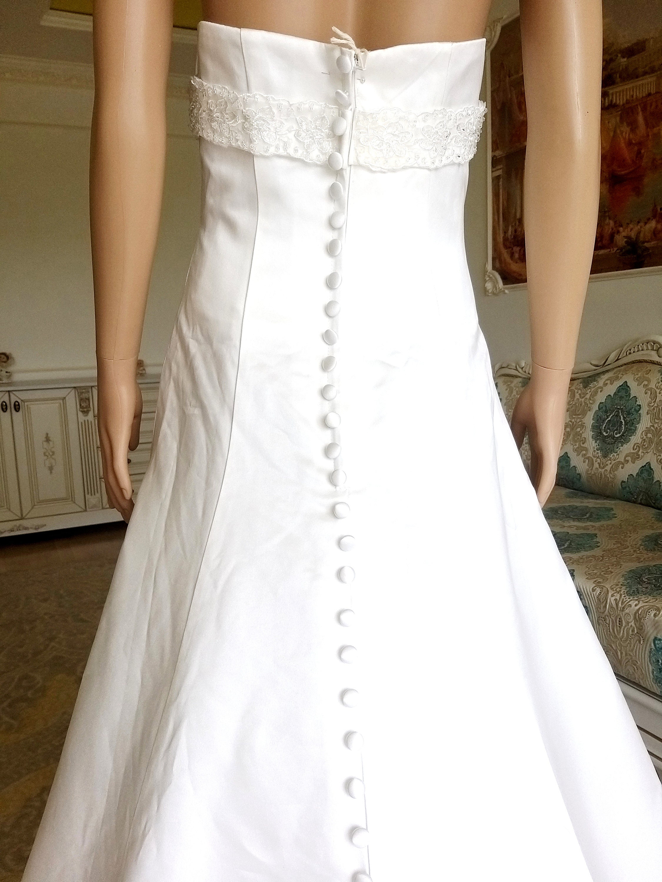 Train Wedding Dress White Wedding Dress Retro White Bridal | Etsy