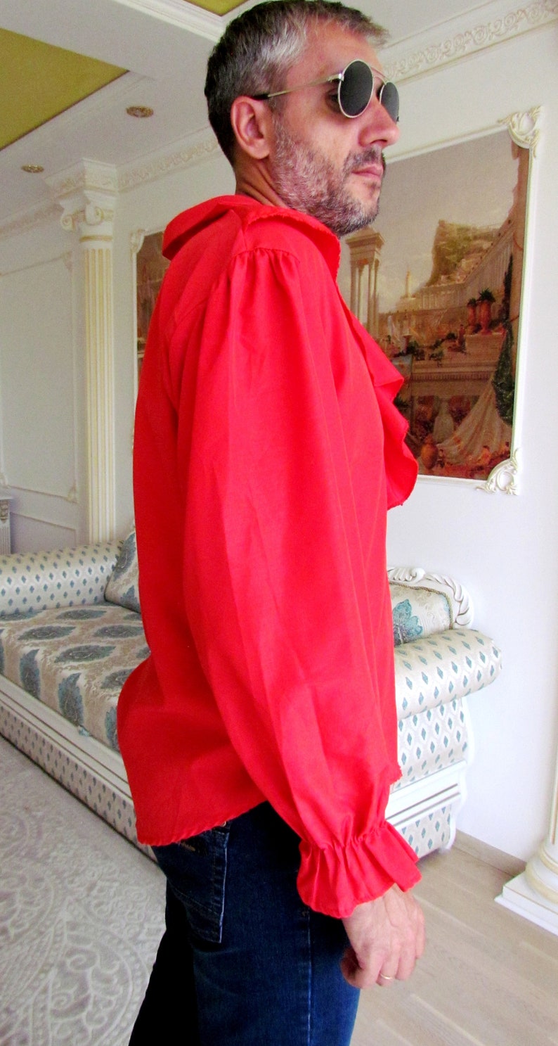 Mens Ruffle shirts Pirate Shirt Costume Shirts red Ruffle | Etsy