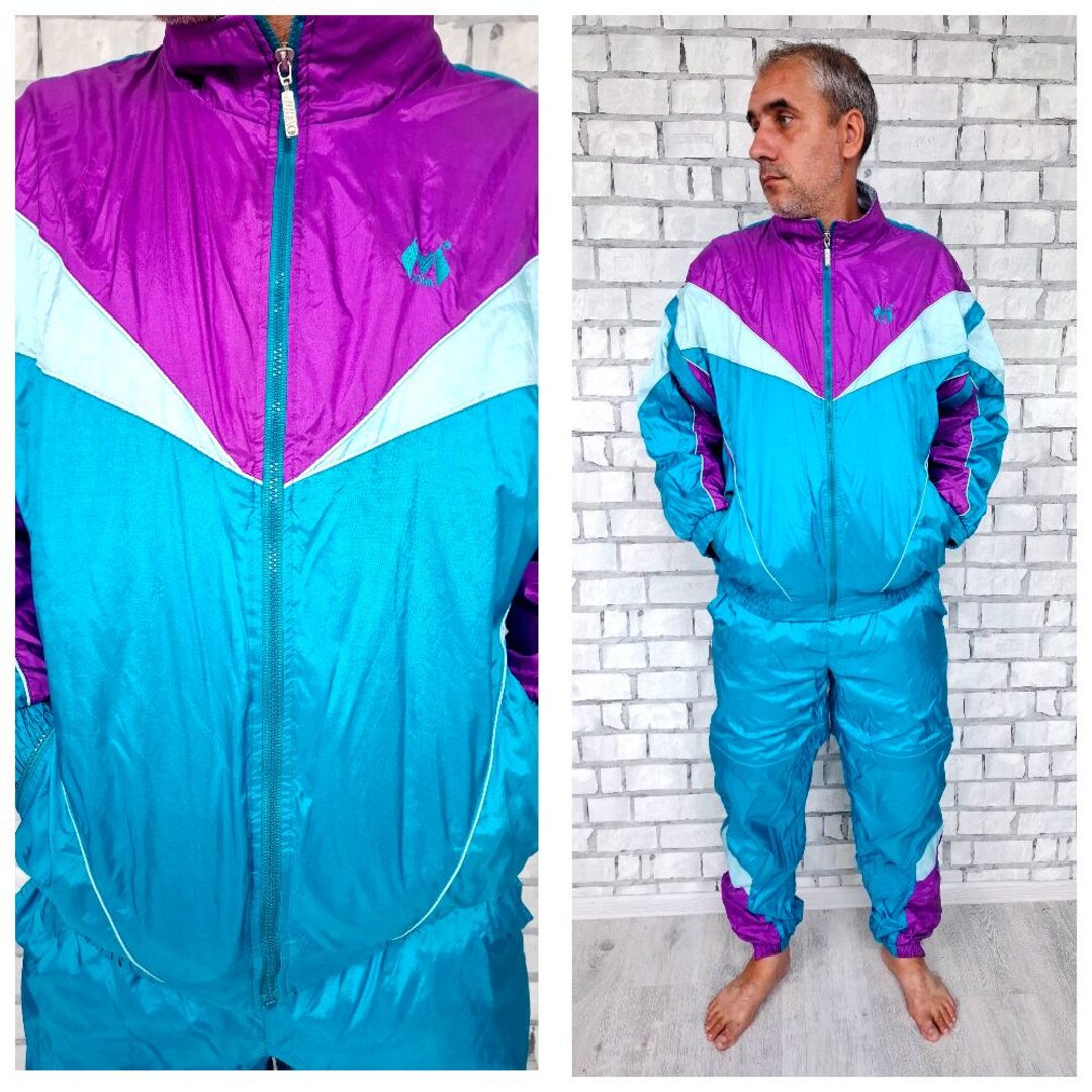 Aqua Sport Suit L Vintage Blue Track Suit Men's Track Suit 90s Womens ...