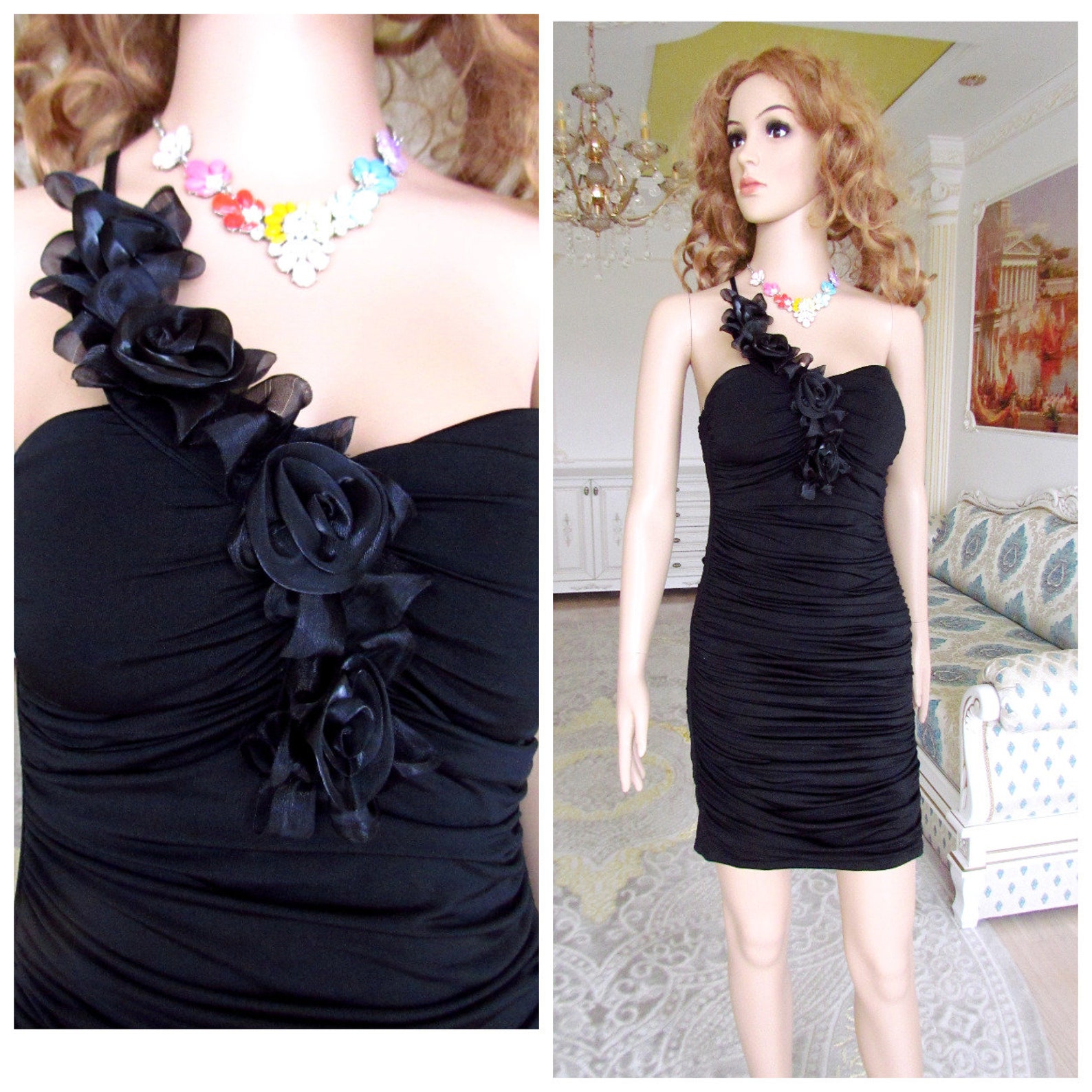 Evening dress vintage Black dress disco party dress 90s | Etsy