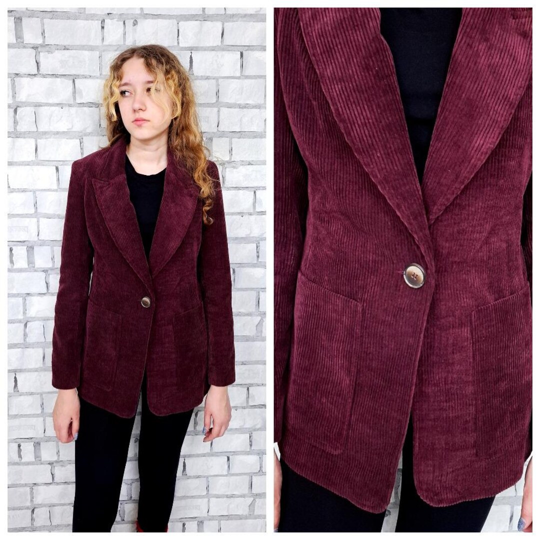 Sister Gift Burgundy Corduroy Blazer S Womens Blazer Women's Clothing ...