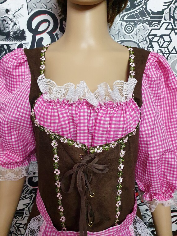 pink Gingham Dirndl Dress Oktoberfest Clothing pink D… - Gem