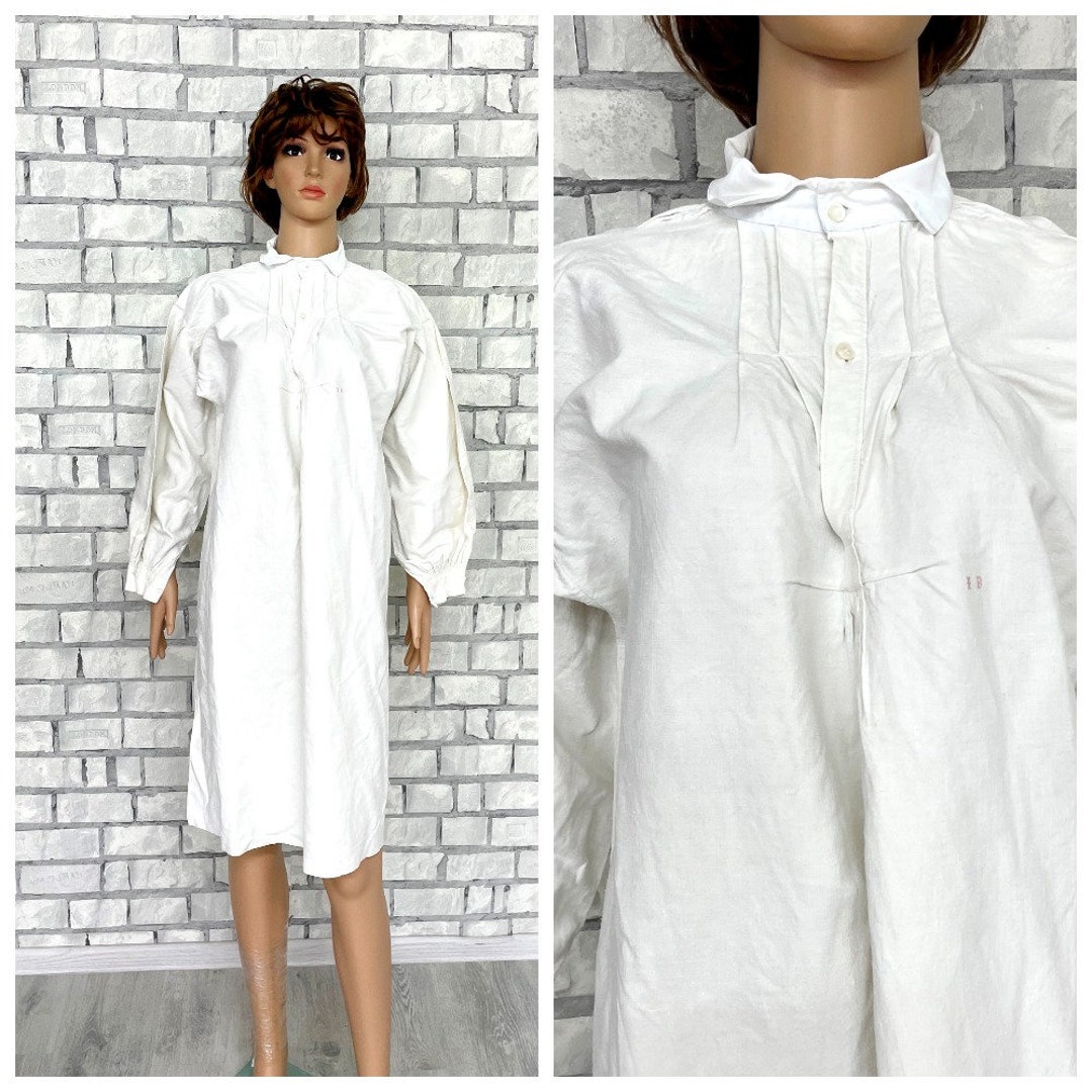 20s Antique Linen Dress XL Antique Dress Chemise Antique Nightshirt ...