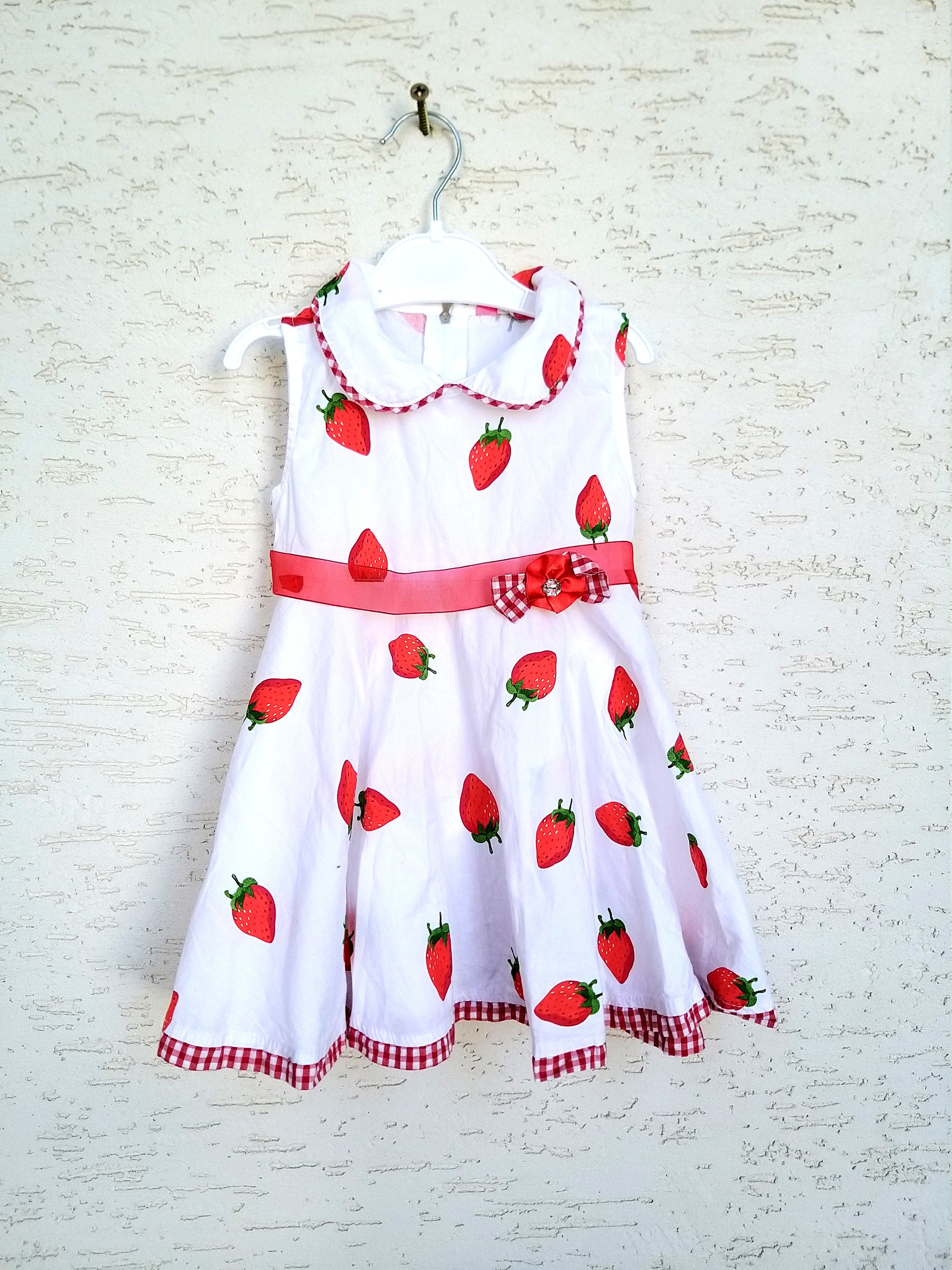 2T Strawberry Print Dress Baby Dress Girl Dress Kids Dress - Etsy UK