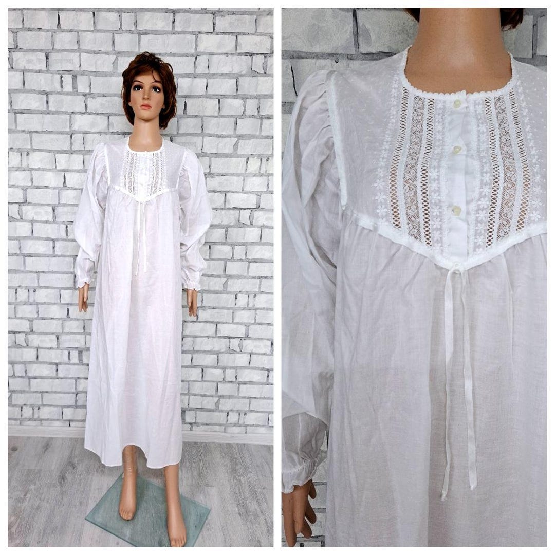 White Retro Slip Dress 80s Retro Nightshirt XL Cotton Nightshirt Shift ...