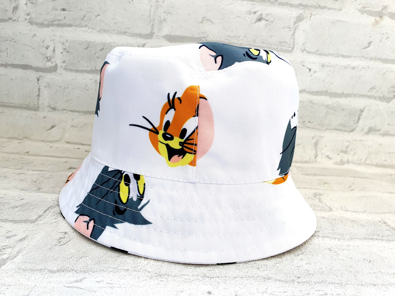 Tom and Jerry Hat Double Sided Hat Beach Black White Bucket | Etsy
