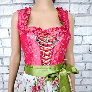 Pink Green Folk Dress M Floral Dirndl Dress Oktoberfest Clothing ...