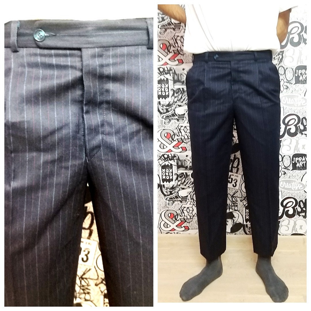 Retro Pants Mens Pants Striped Pants Navy Blue Pants Vintage Cotton ...