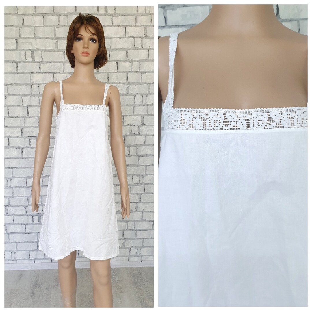60s Nightshirt Vintage Cotton Nightshirt M Antique Slip Dress Shift ...