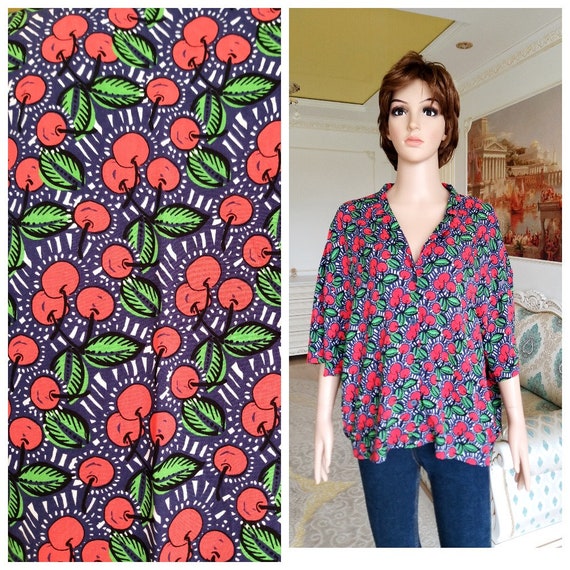 Womens shirt cherry print clothing Vintage cherry shirt cherry | Etsy