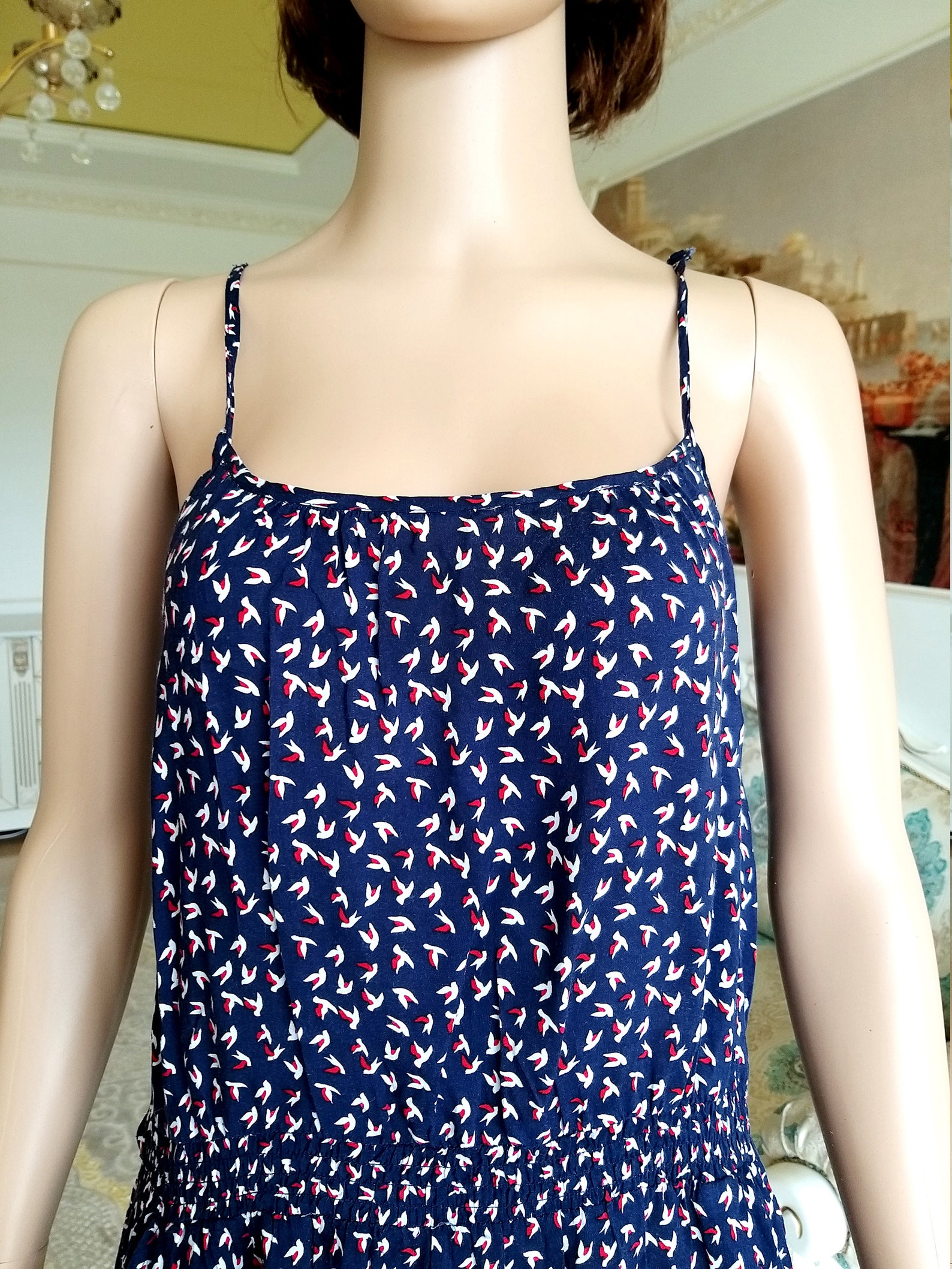 Sister Gift Womens Dress Vintage Bird Print Dress M Beach - Etsy