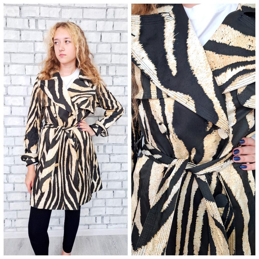 H&M Tiger Trench Coat S Women Coat Vintage Womens Jacket Tiger Print ...