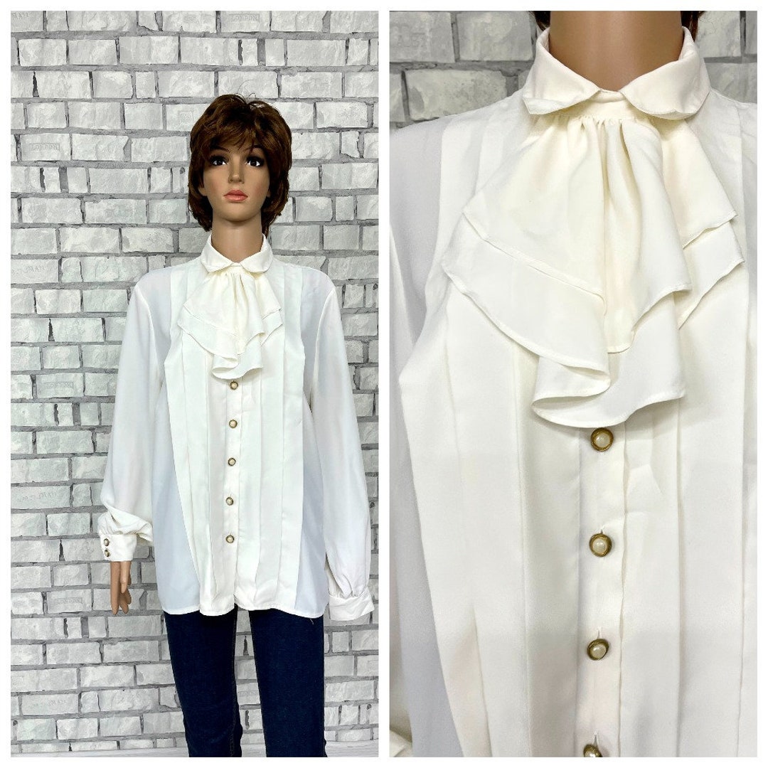 Victorian Blouse Vintage 70s Ivory Blouse Victorian Clothing Jabot ...
