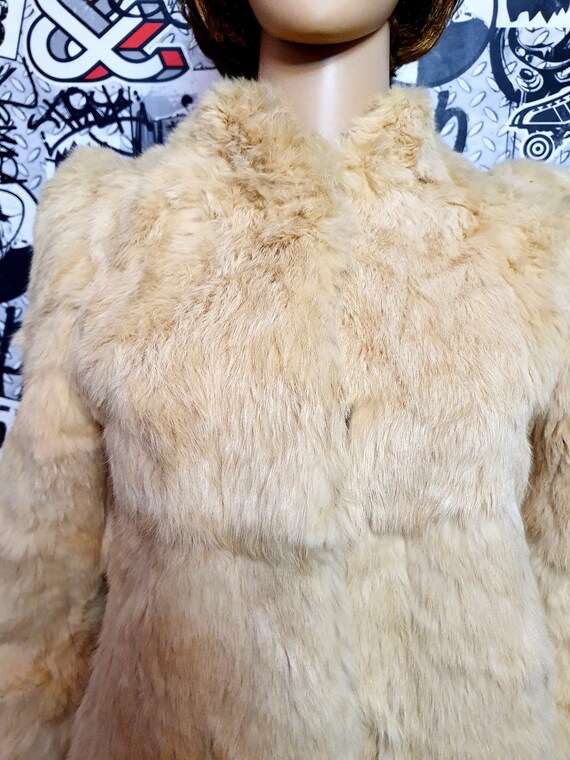 crop fur coat Genuine rabbit fur coat 80s womens coat… - Gem