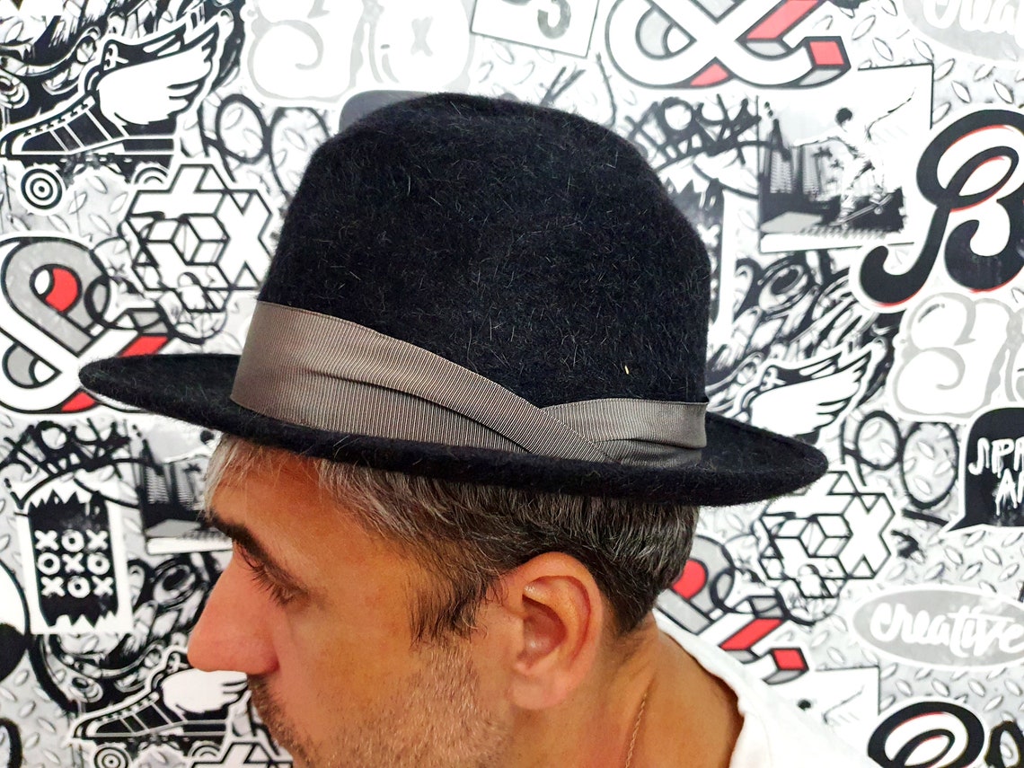 Mens Hat Wool Hat Vintage Dark Gray Hat Formal Hat Bavarian Hat Classic ...