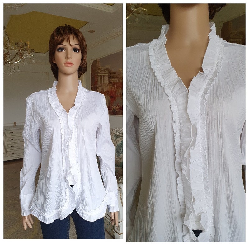 White Ruffle Blouse - Etsy