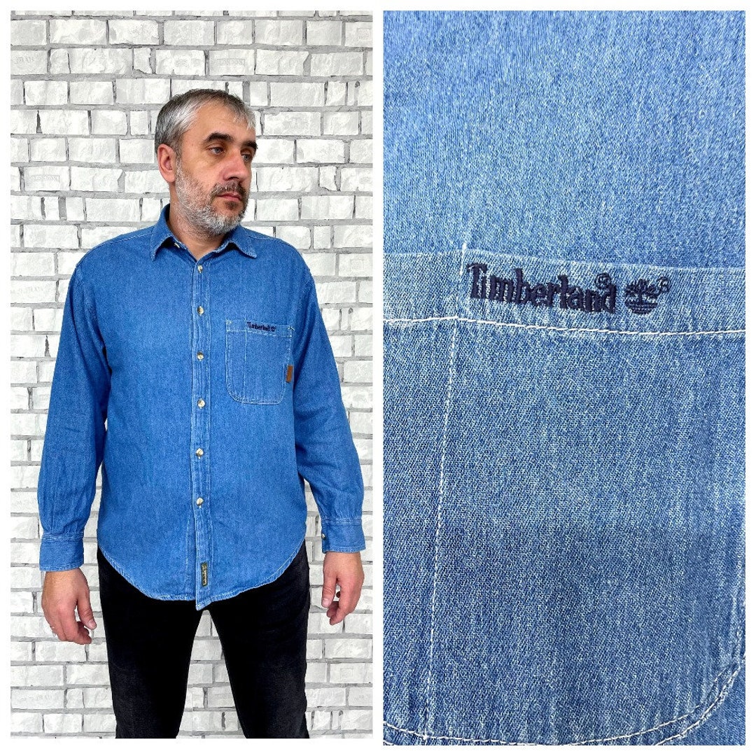 Timberland Shirt Denim Shirt Jeans Shirt Denim Long Sleeve Shirt Mens ...