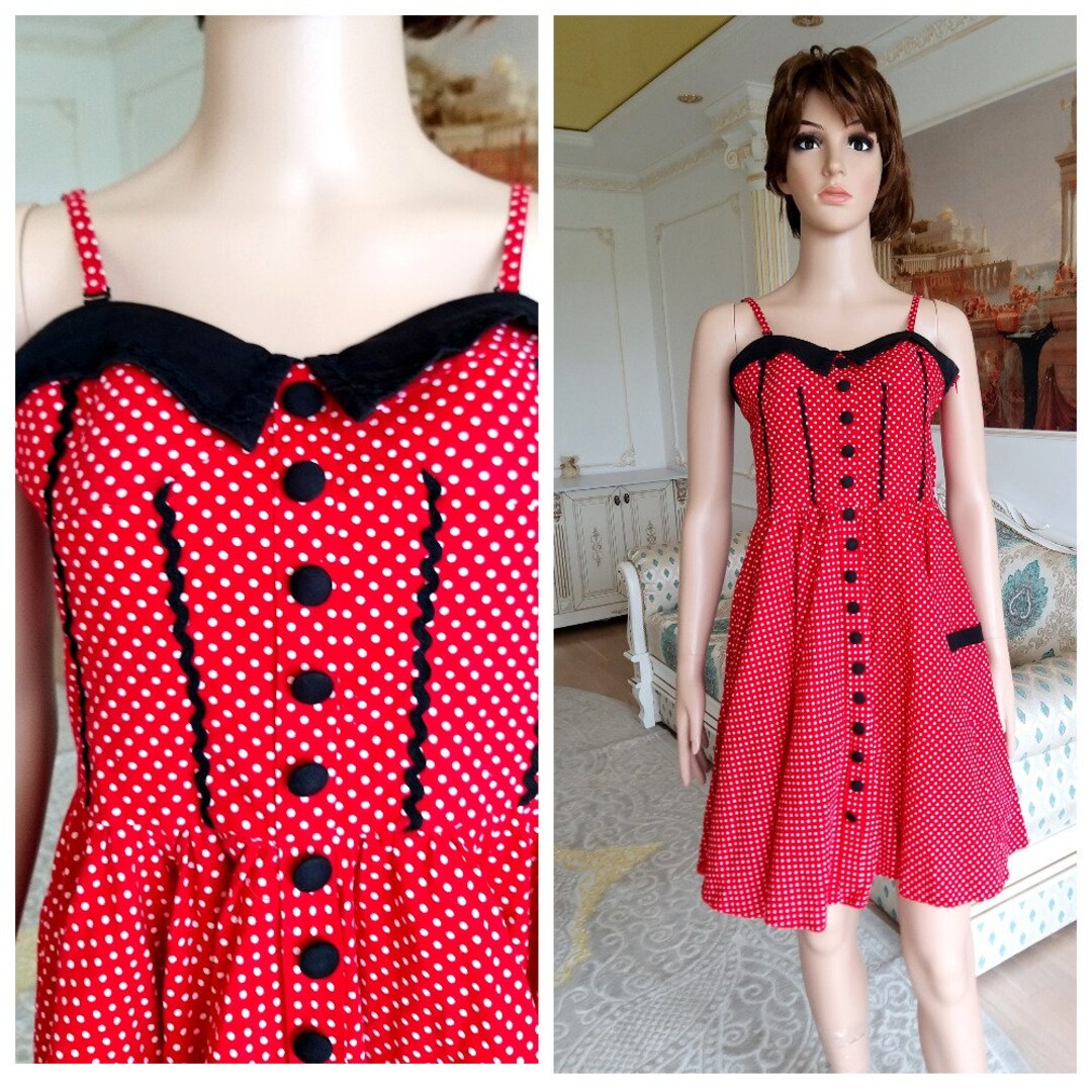 Full Dress Pin up Dress Rockabilly Dress Red Polka Dot Dress Retro ...