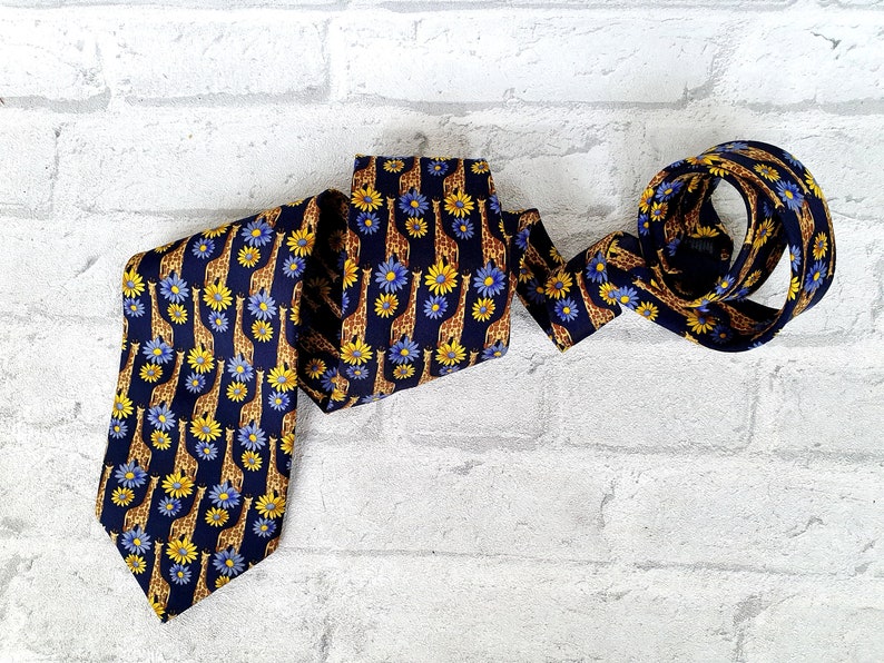 Silk Tie Silk Necktie Animal Print Animal Necktie Giraffe - Etsy