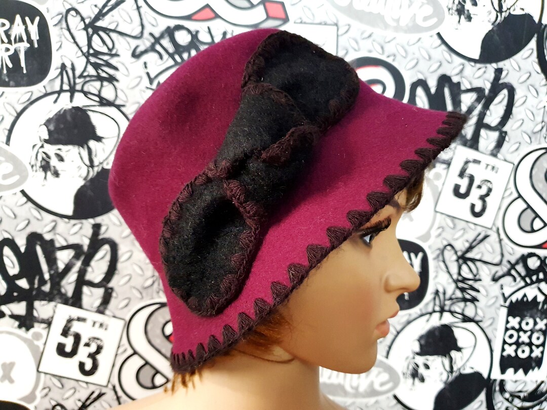Plum Cloche Hat Black Wool Hat Black Hat Formal Hats Womens Classic Hat ...