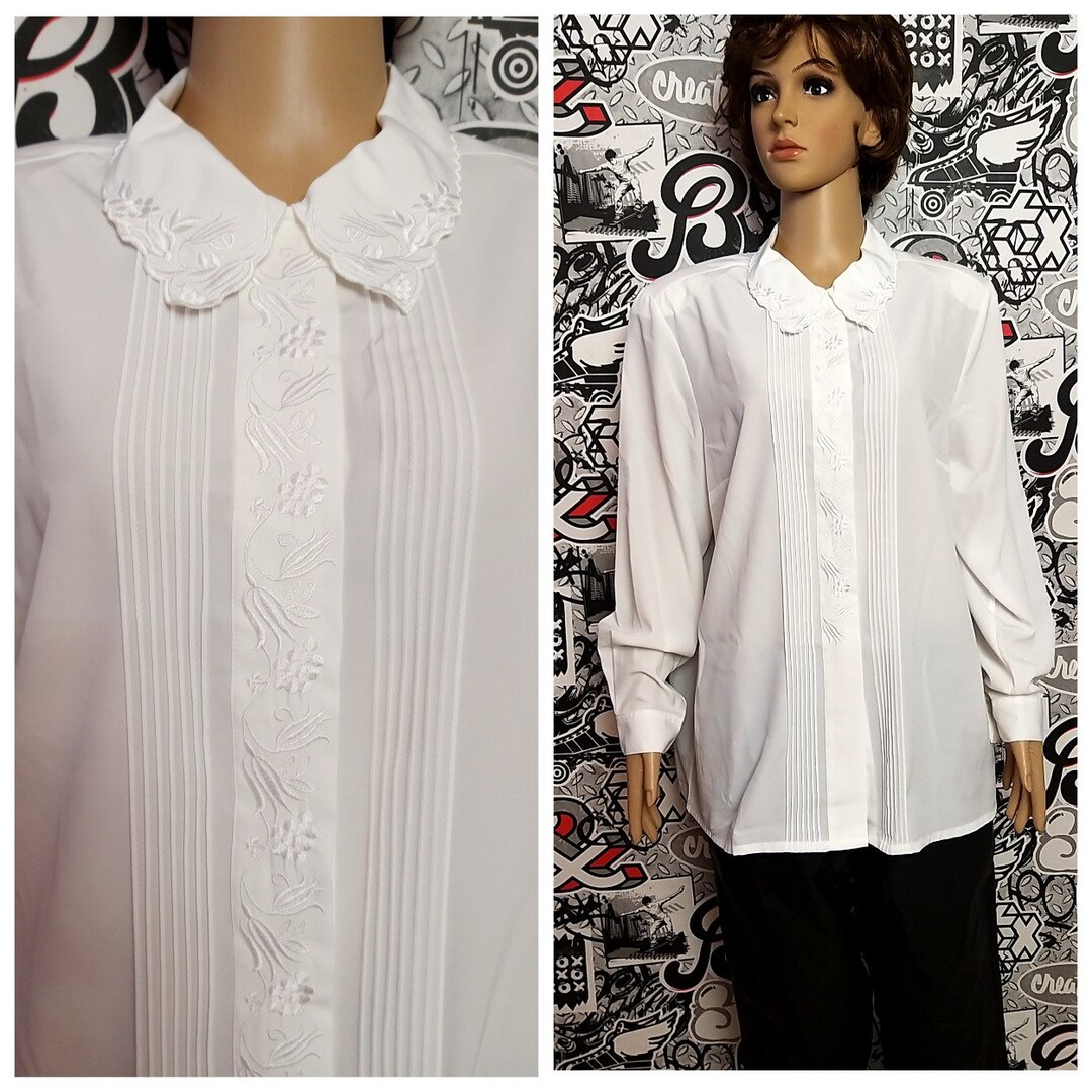 Victorian Blouse XL White Lace Blouse Victorian Clothing Vintage ...