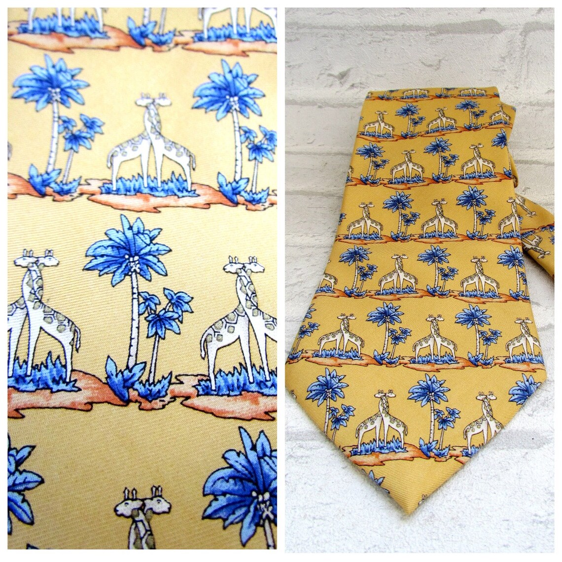 Silk tie silk necktie animal print animal Necktie giraffe | Etsy