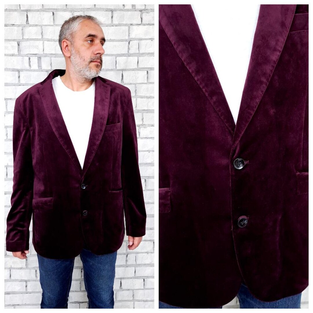 Men's Velvet Jackets 2XL Men's Jackets Vintage Men's Plum Velvet Blazer ...