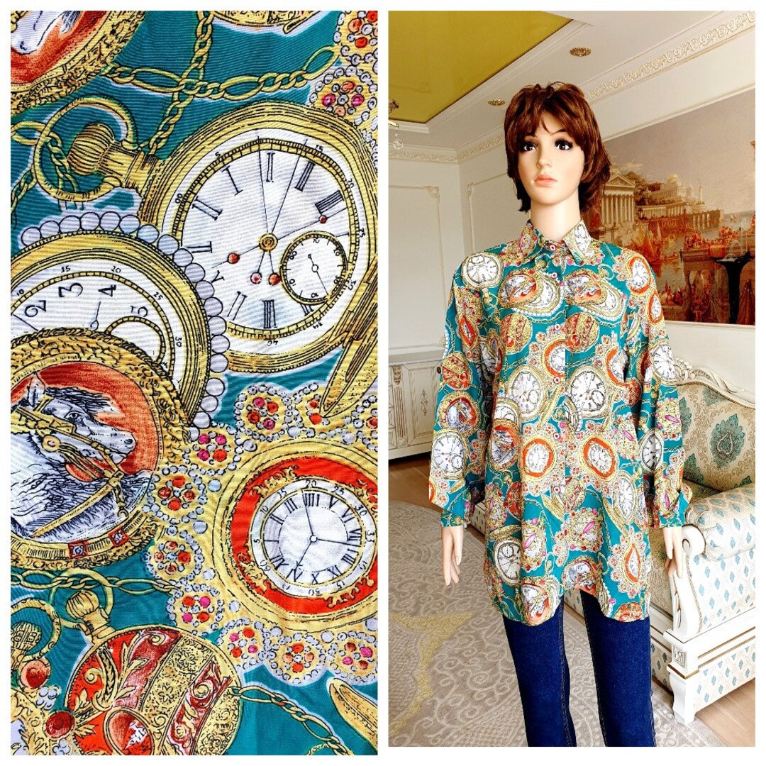 Clock Print Shirt Clock Blouse Minimalist Blouse Womens Blouse Long Sleeve Watch Shirt Watch ...