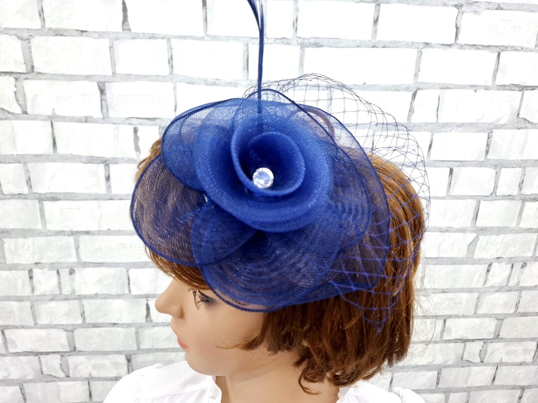 Navy Blue Simple Fascinator Clip Bridal Hat Bridal Fascinator Wedding ...