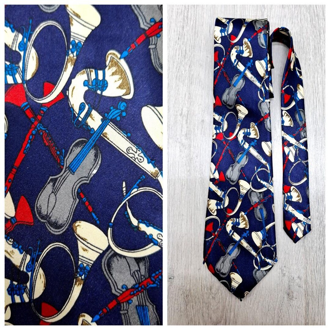 Saxophone Print Necktie Musician Gift Music Gift Orchestra Tie Novelty ...