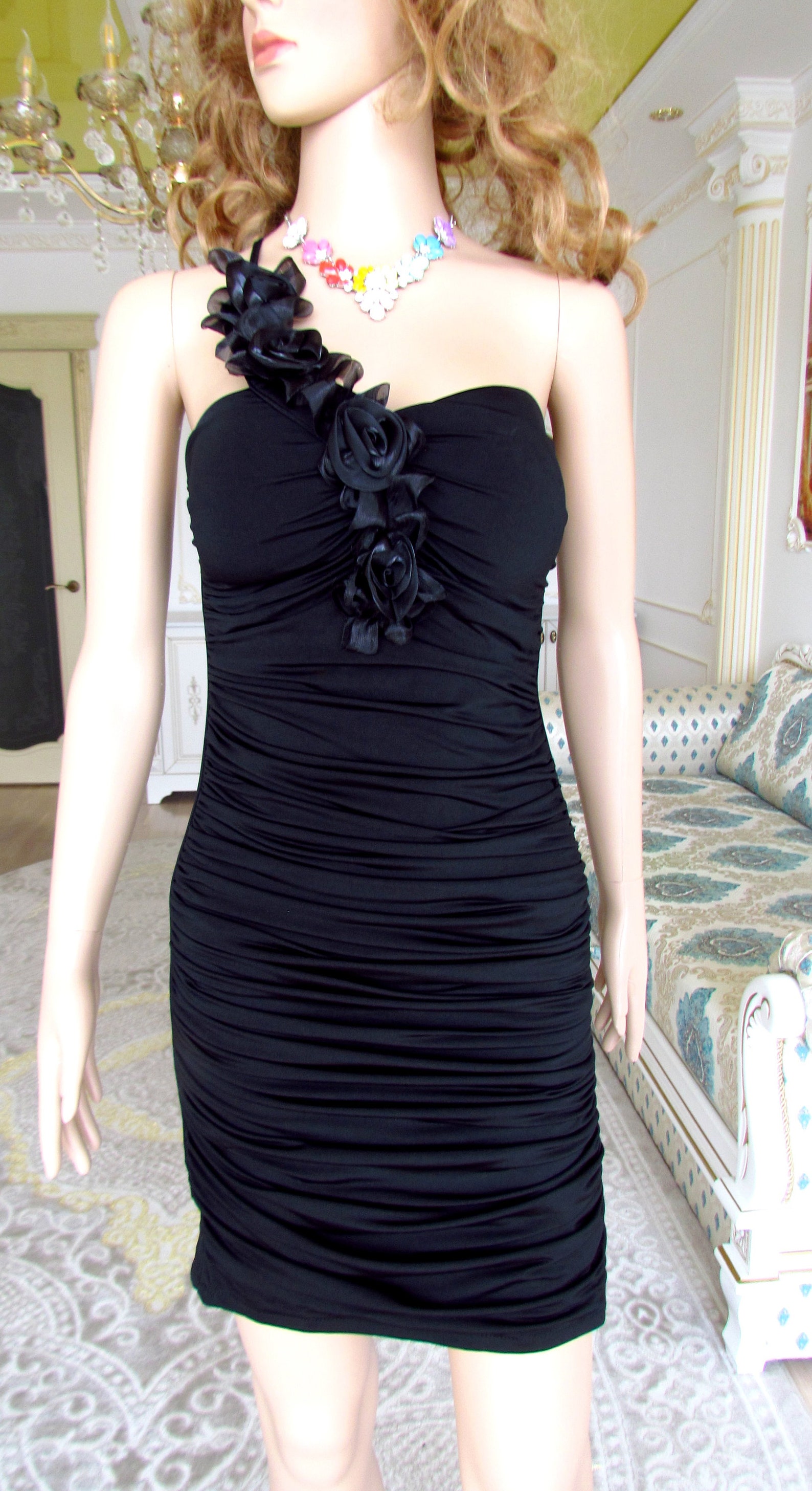 Evening dress vintage Black dress disco party dress 90s | Etsy