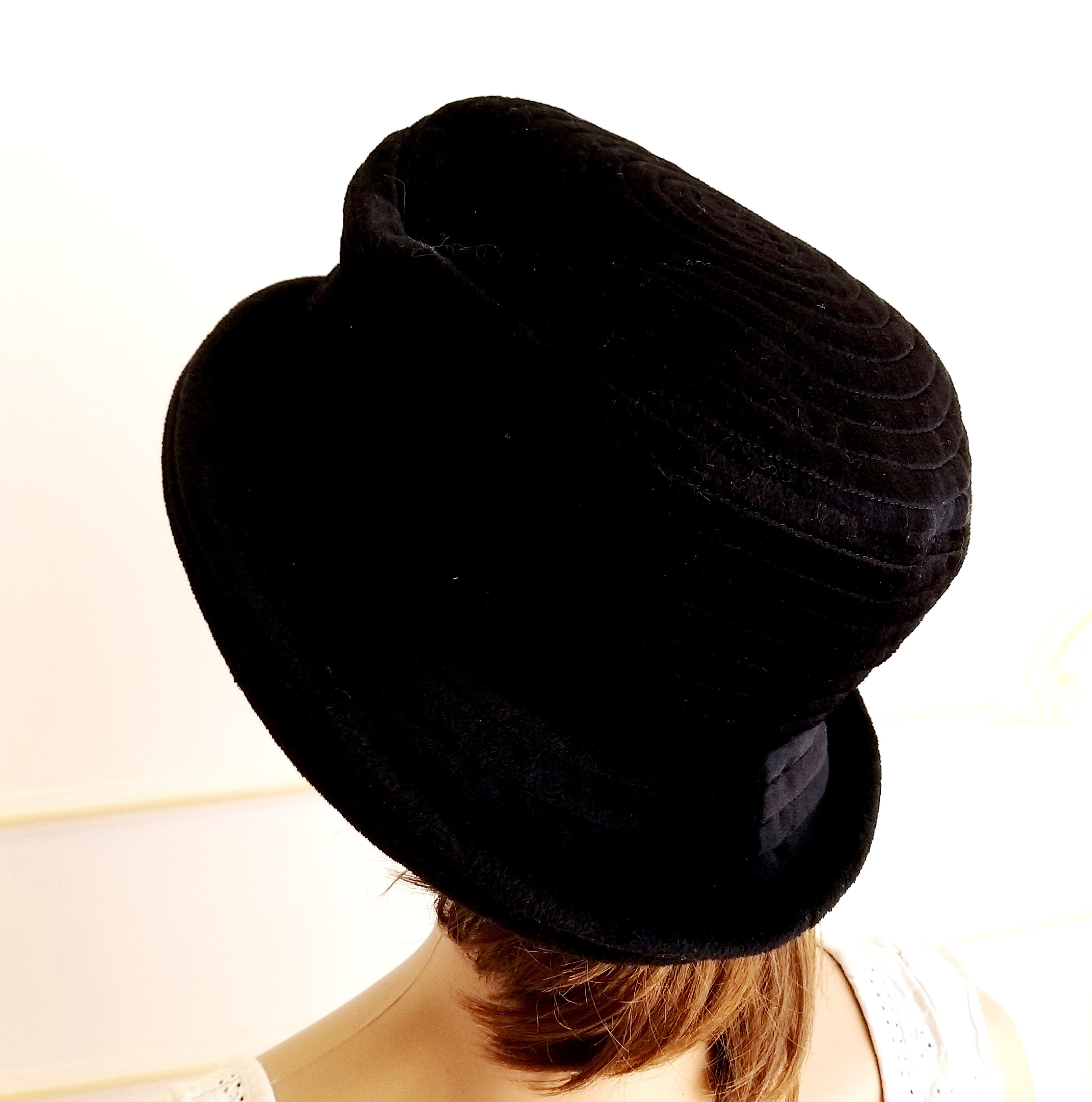 Velvet black bucket hat women accessories black velvet hat | Etsy