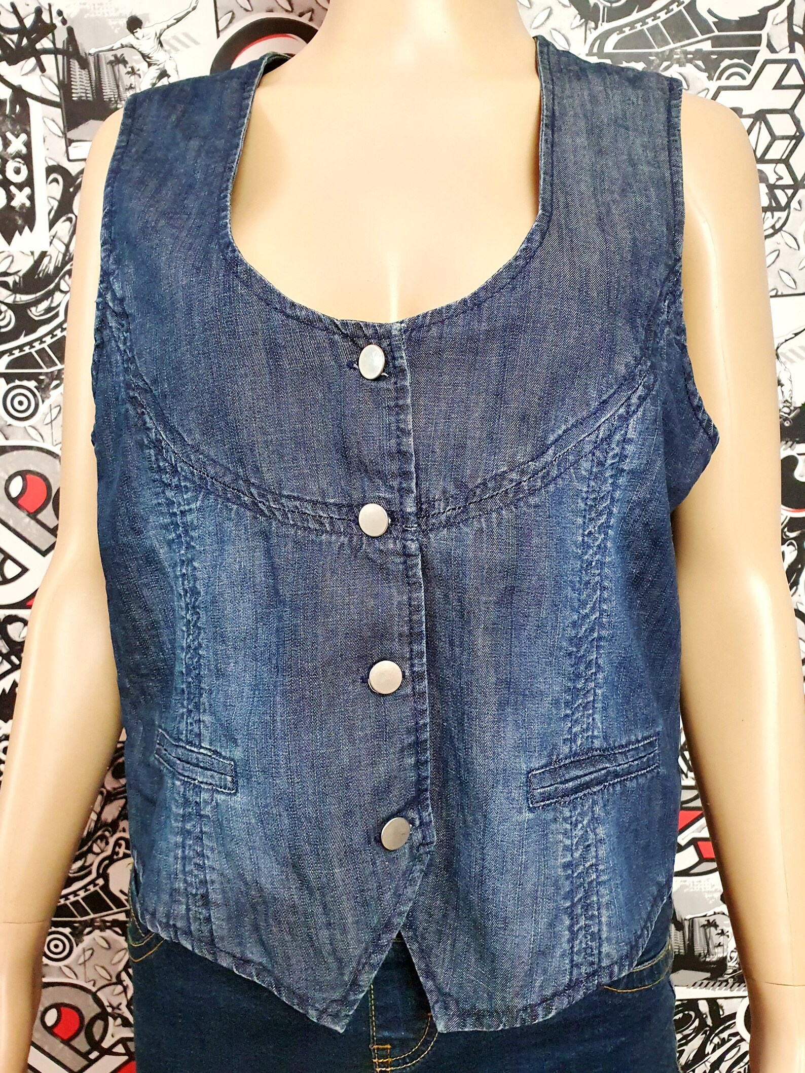 Womens Denim Vest Vintage BLUE Denim Top BLUE Jeans Top Jeans Vest ...