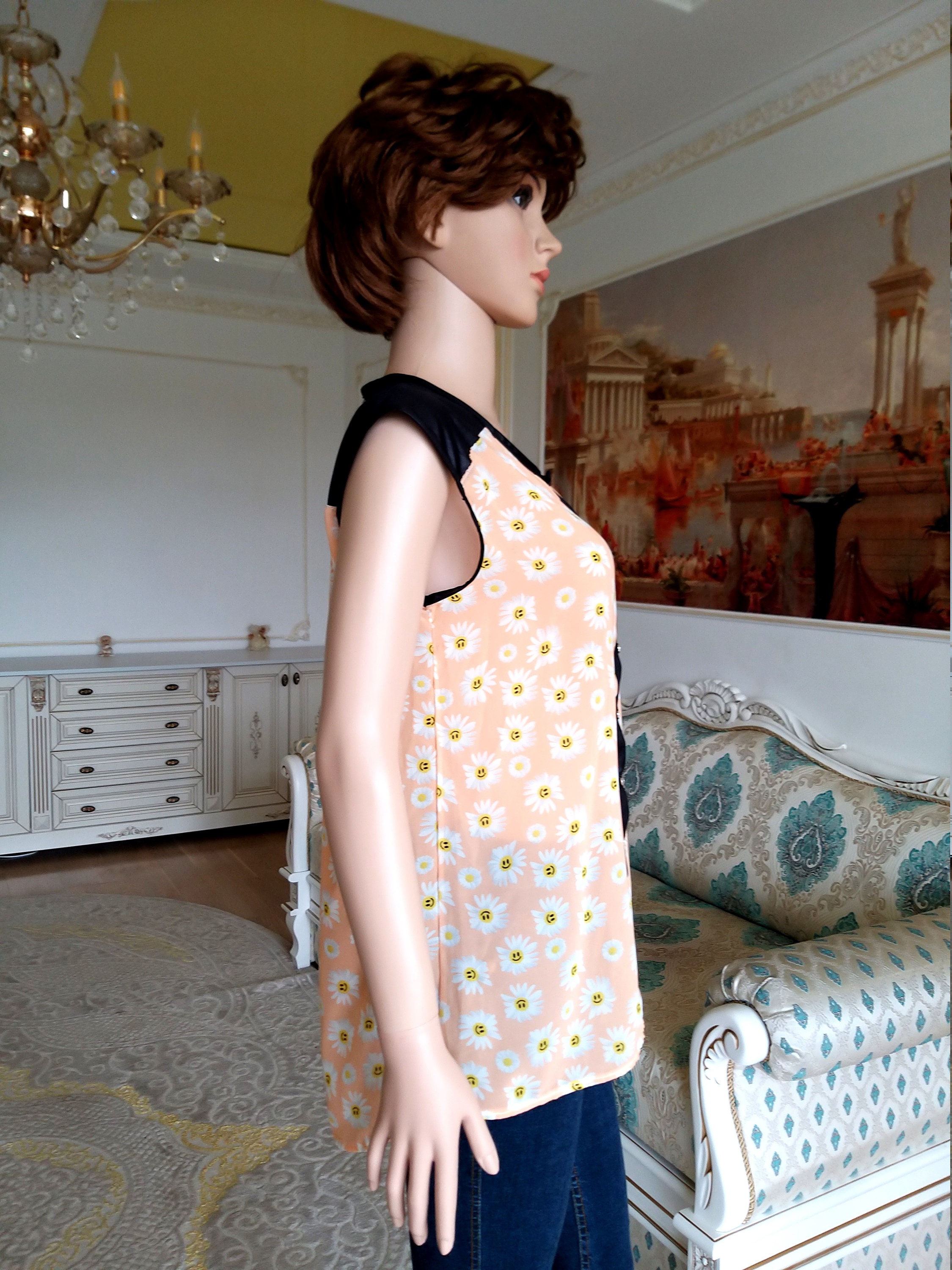 Daisy Print Top Daisy Blouse Daisy Top Floral Top Womens Top - Etsy
