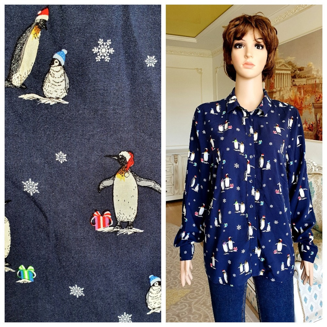 Womens Blouse Bird Print Shirt Womens Shirt Womens Bird Shirt Bird Top ...