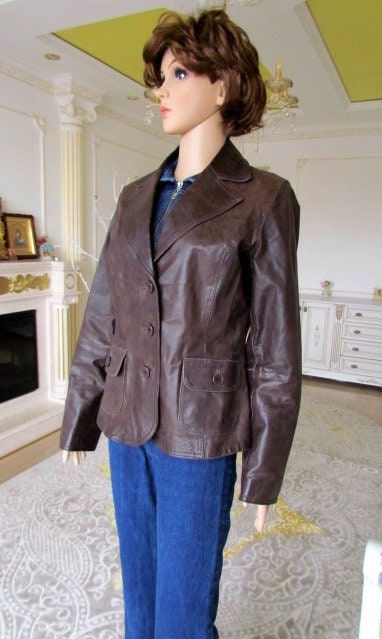 Womens Leather Blazer 70s Retro Blazer Womens Leather Clothing - Etsy
