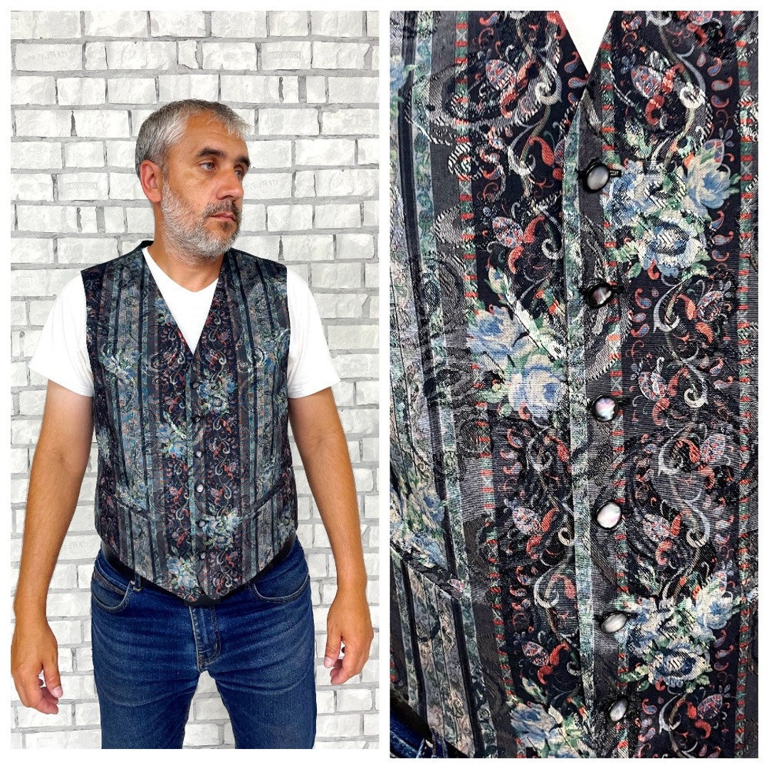 Flower Vest S Mens Floral Vest Mens Boho Vest Mens Vest Wedding Mens ...