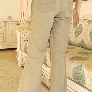 Parrot Print Embroidered Jeans Pants Bird Denim Pants Khaki Jeans Pants ...