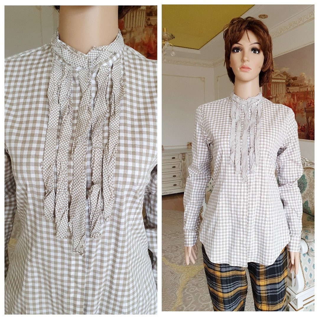 Long Sleeve Gingham Shirt Gingham Dirndl Blouse Gingham Blouse Dirndl ...