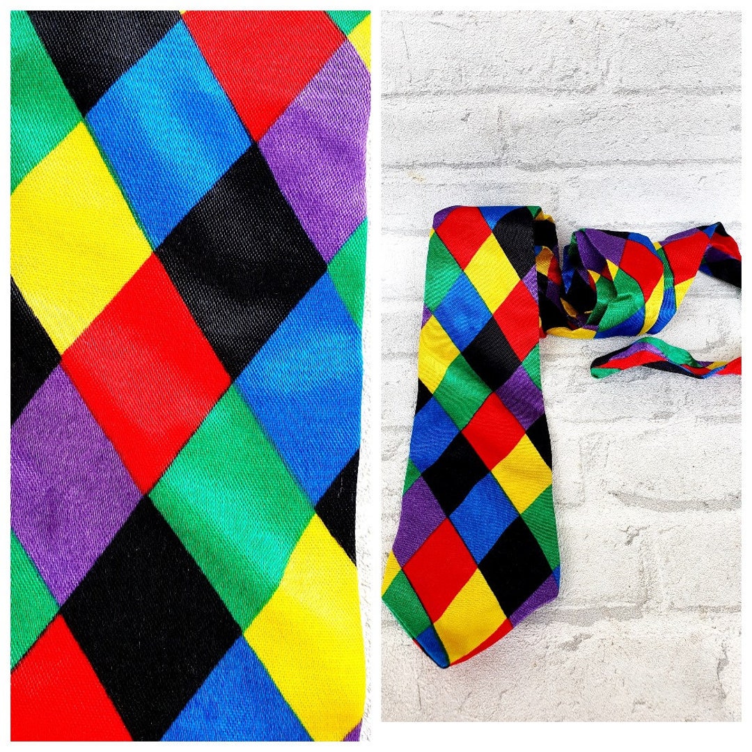 Clown Accessories Halloween Costume Clown Tie Rainbow Tie Mens Necktie ...